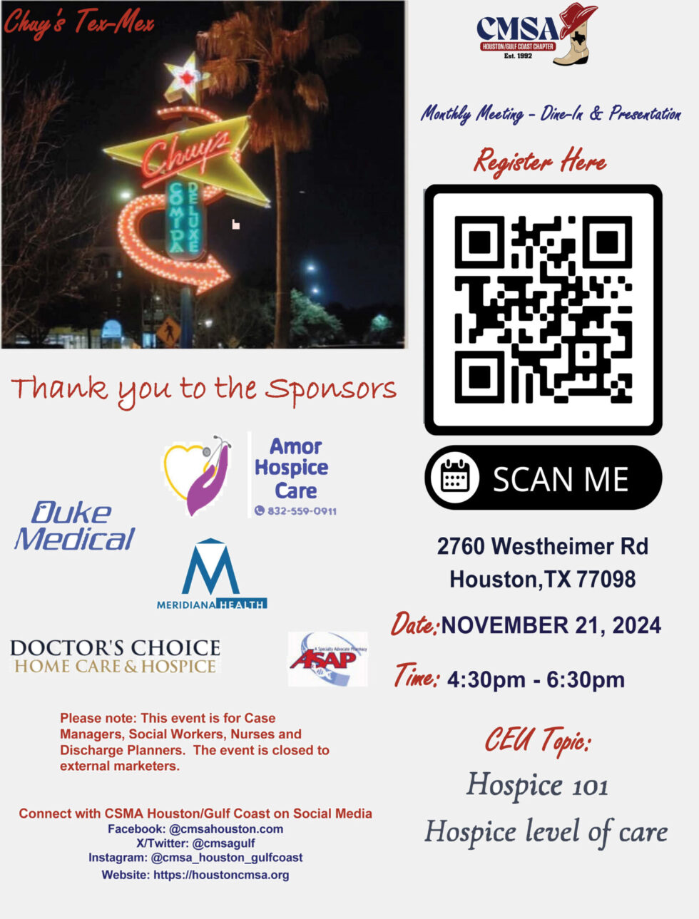 CMSA Houston/Gulf Coast: Hospice 101 – Hospice Level of Care | CMSA