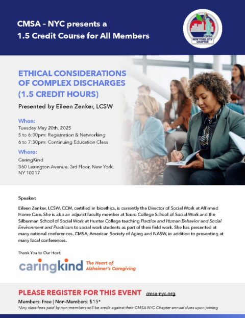 CMSA NYC (1.5 CEs) – Ethical Considerations of Complex Discharges | CMSA